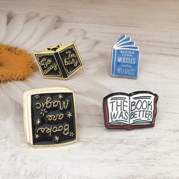 Book Enamel Pins - Etsy
