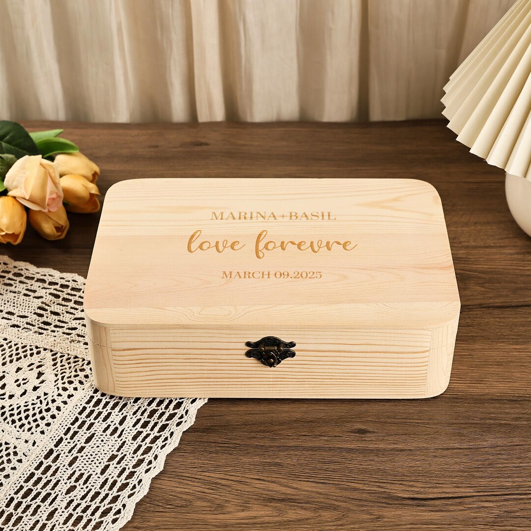 Custom Wooden Gift Box, Personalized Keepsake Storage Box, Engraved ...