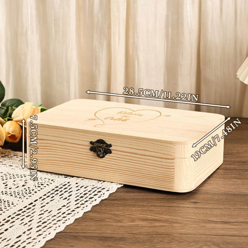 Custom Engraved Memento Box, Wooden Wedding Memory Box, Personalized ...