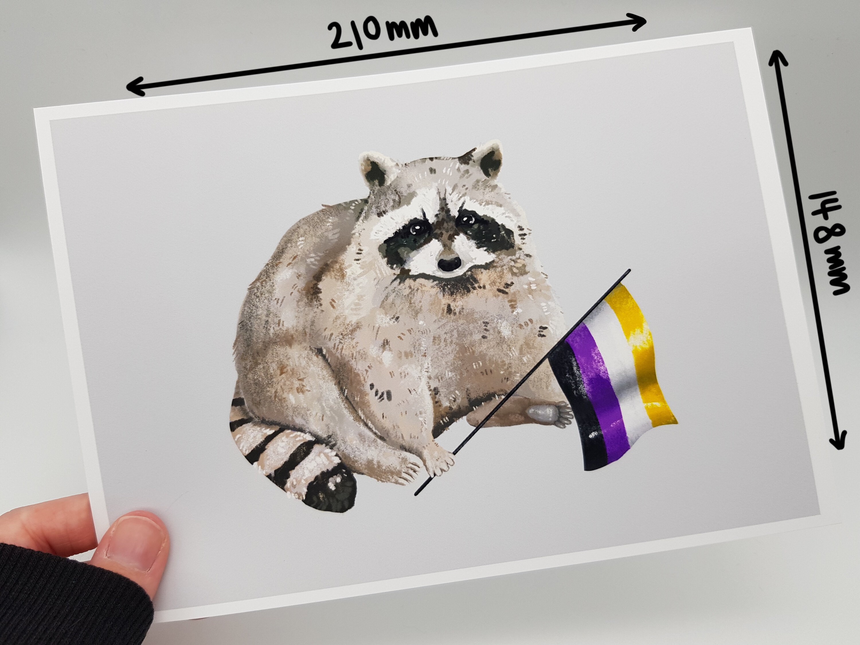 Non Binary Pride Flag Raccoon Art Print Queer and LGBTQ Wall | Etsy ...