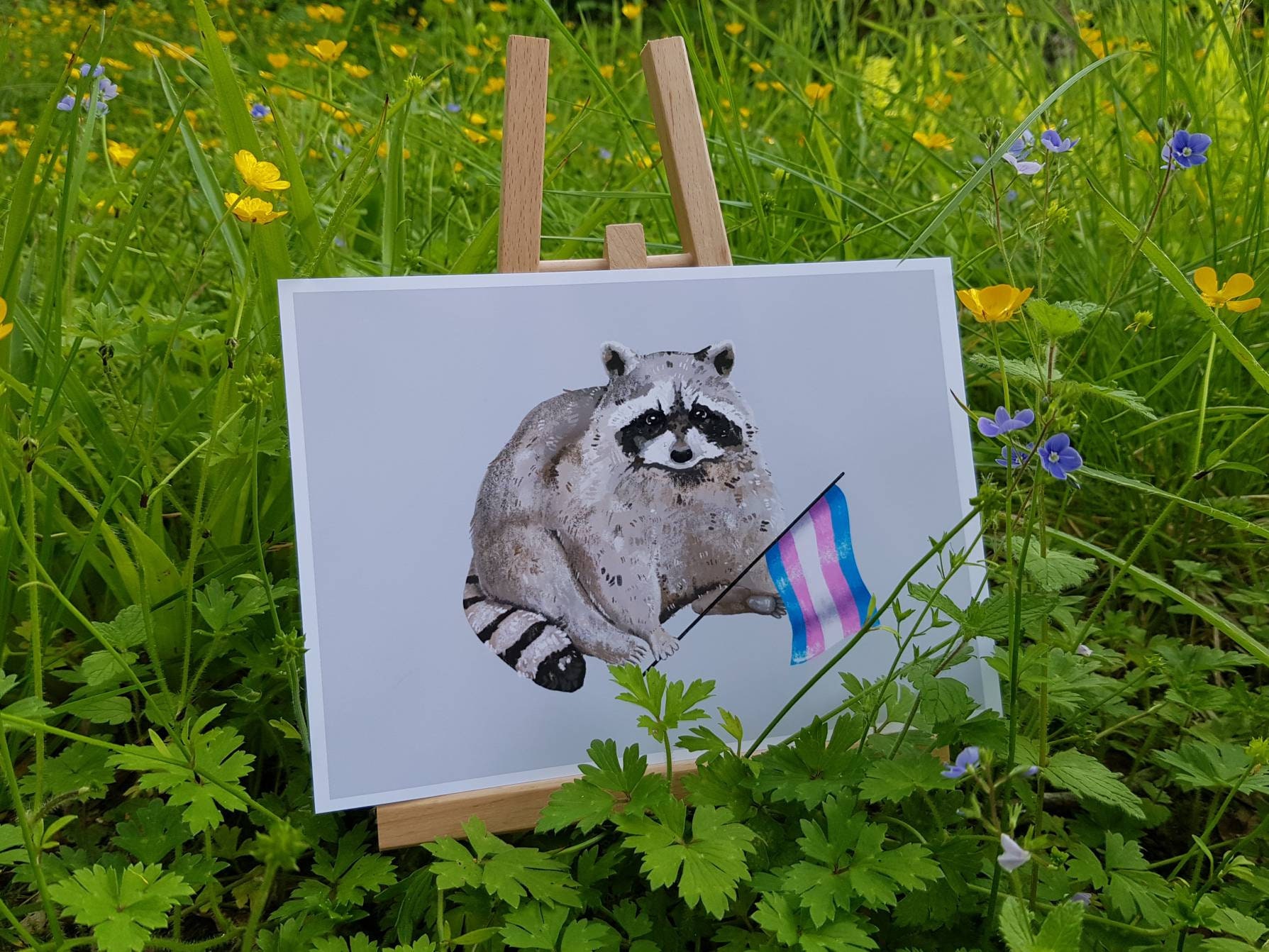 Trans Pride Flag Raccoon Art Print Transgender Queer Gift - Etsy UK