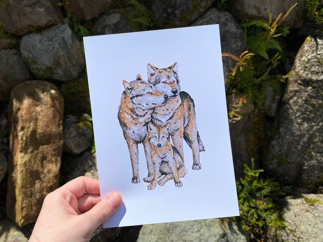 Wolf Family Art Print | Eurasian Wolves, New Parents, Adoption Gift ...