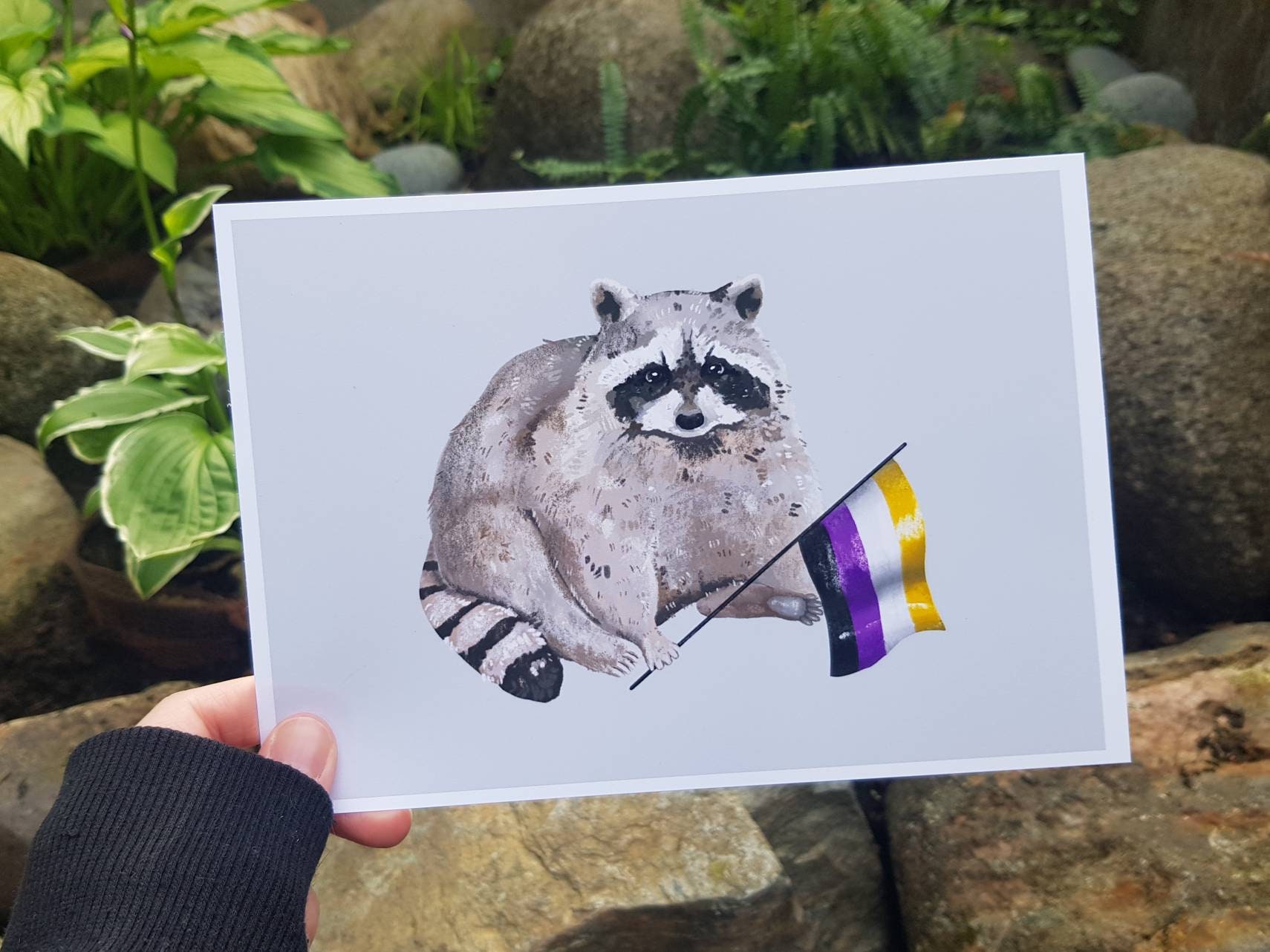 Non Binary Pride Flag Raccoon Art Print Queer and LGBTQ Wall | Etsy ...