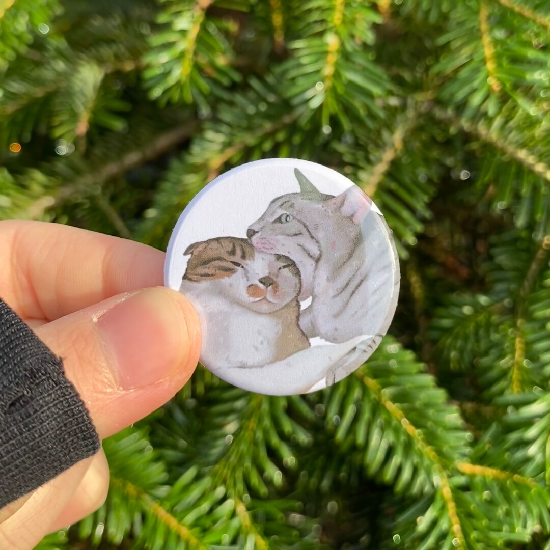 Cursed Cats Button Pin Badge Pet Art, Feline Illustration, Silly Animal ...