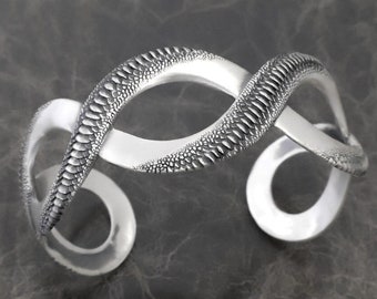 Mobius Silver WIDE LARGE Bangle Bracelet, Mobius Bangle, Men's Bangle, Engraved Bangle Bracelet ...