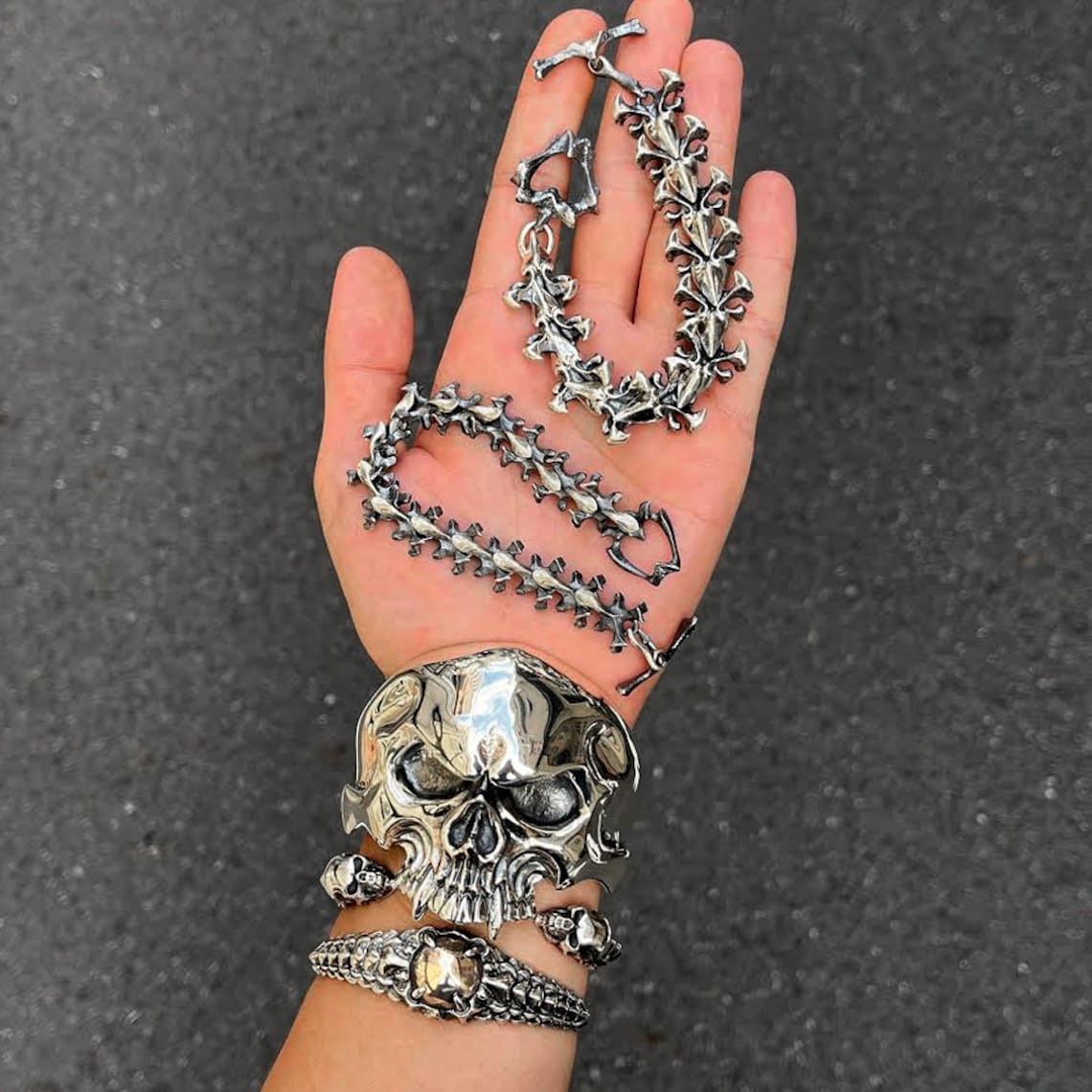 Ares Huge Skull Bangle - Etsy