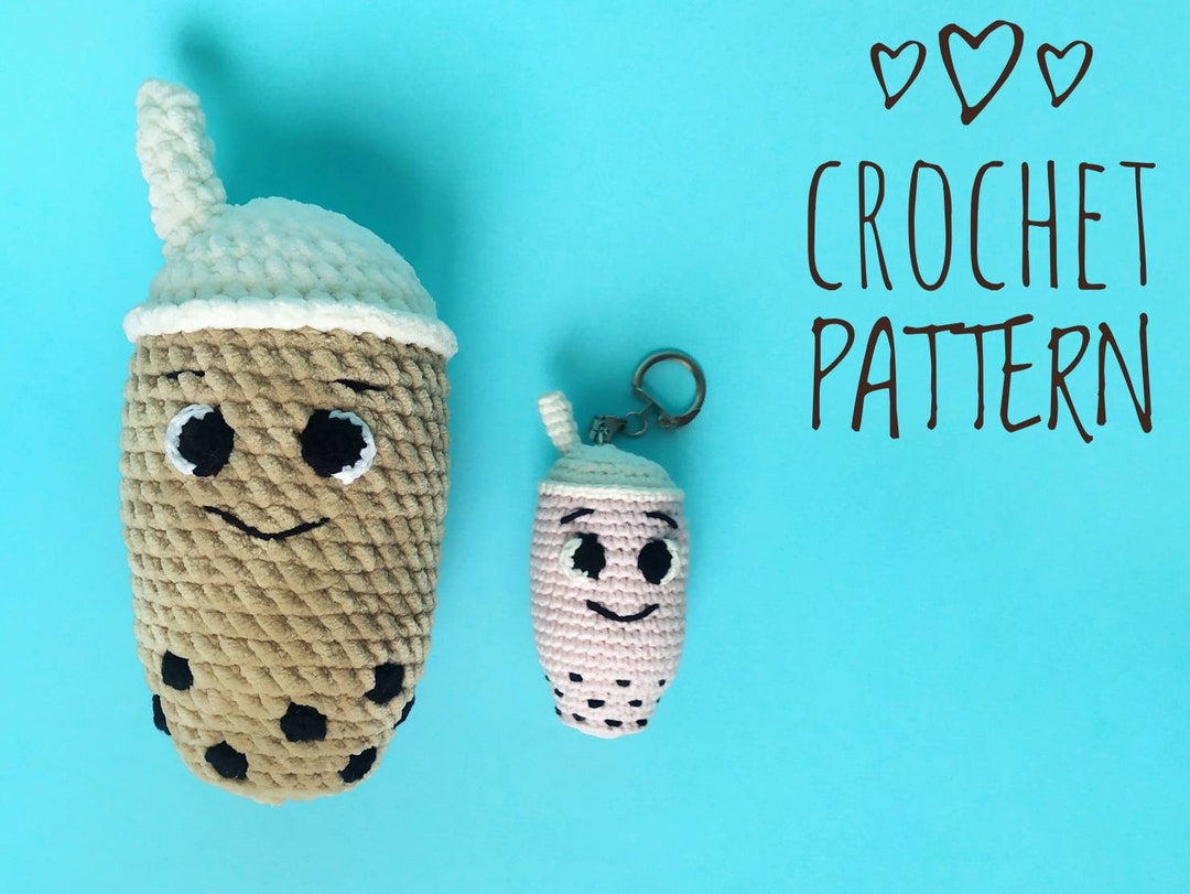Crochet Keychain Pattern Amigurumi Boba Plush Toy, Stuffed Animal Boba ...
