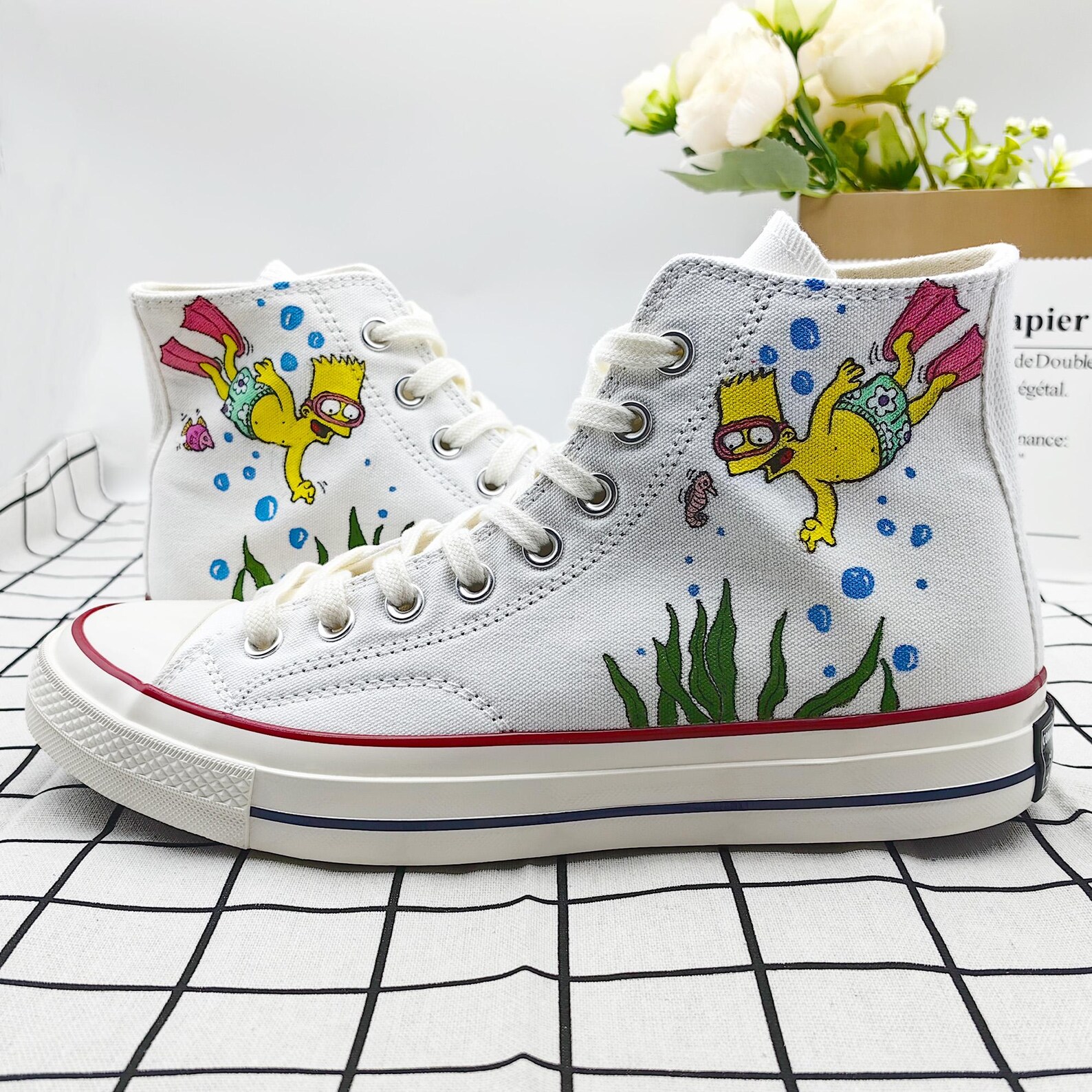 Hand Painted Shoes,unique Simpsons Family Sneakers,unisex Wearable Art ...