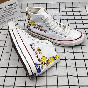 Hand Painted Shoes ，the Simpsons Sneakers，canvas High Tops Shoe Art - Etsy