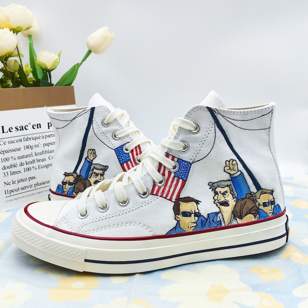 Custom Converse Painted Shoes,2024 Trump Make America Great Again Hand ...