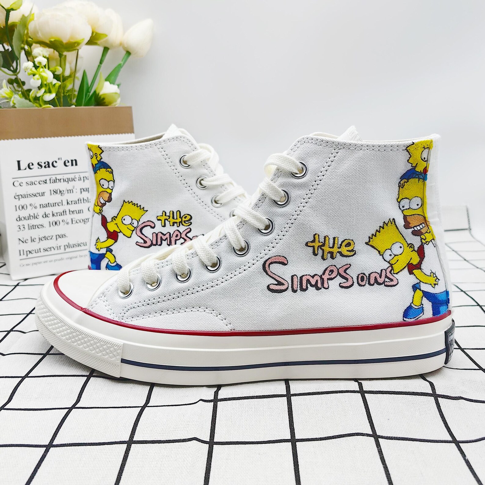 Hand Painted Shoes ，the Simpsons Sneakers，canvas High Tops Shoe Art - Etsy