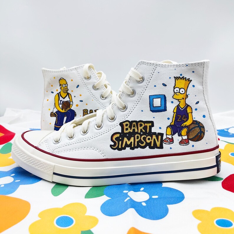 Hand Painted Shoes,unique Simpsons Family Sneakers,wearable Art Canvas ...