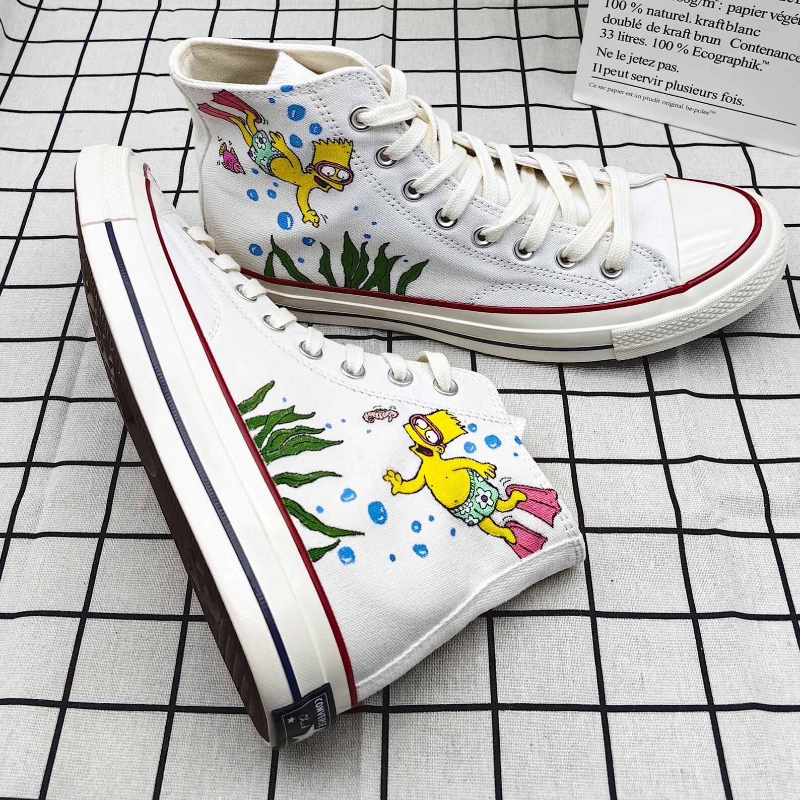 Hand Painted Shoes,unique Simpsons Family Sneakers,unisex Wearable Art ...