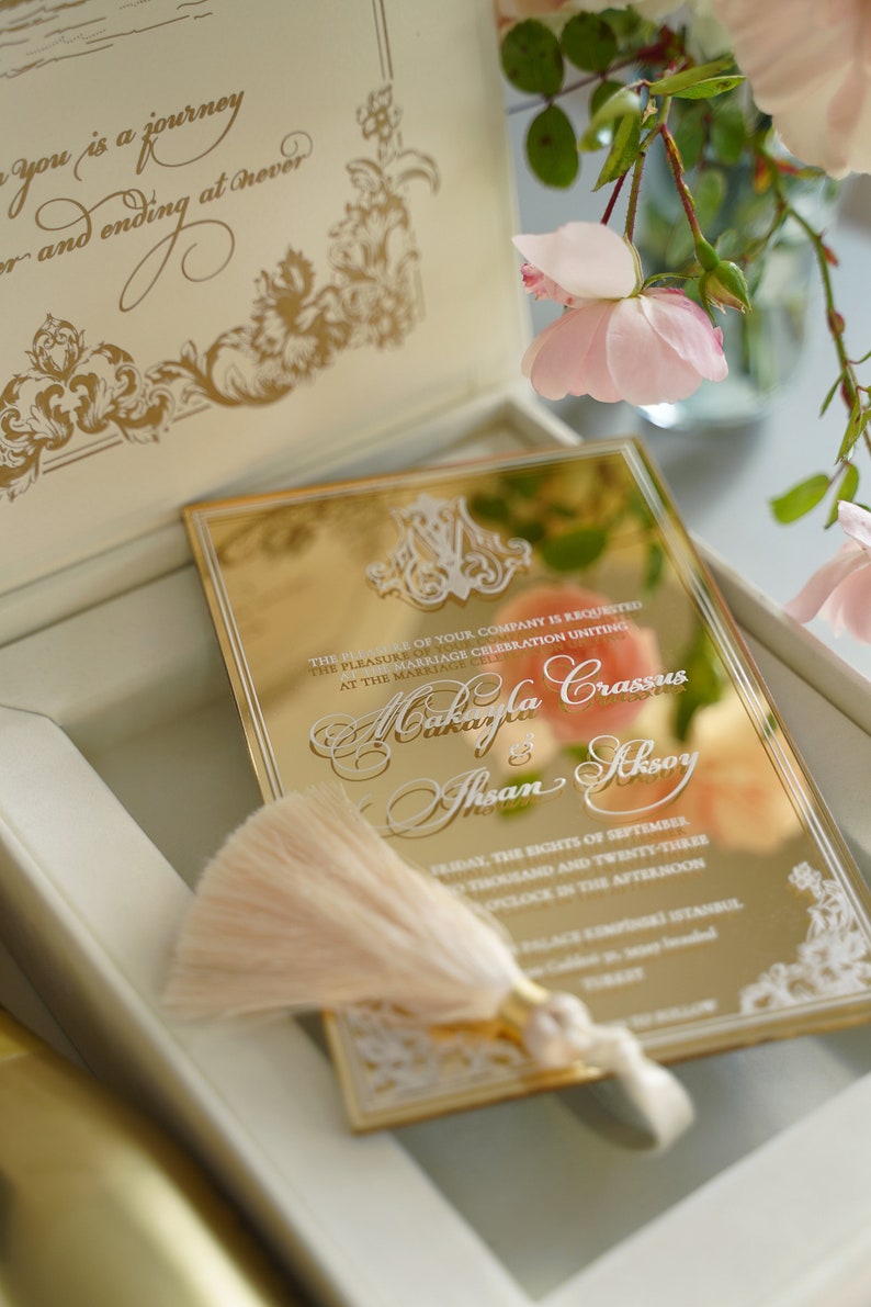 Wedding Invitation Box Cream With Department for Mini - Etsy