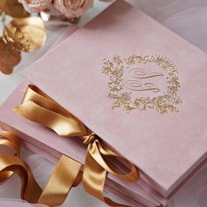 Quinceañera Invitation Box - Powder Pink Velvet - Acrylic Invitation in ...