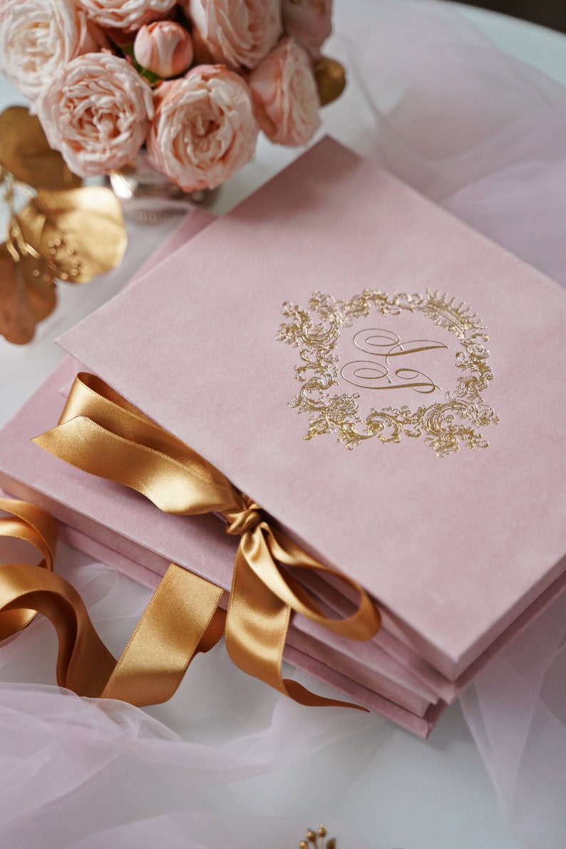 Quinceañera Invitation Box - Powder Pink Velvet - Acrylic Invitation in ...