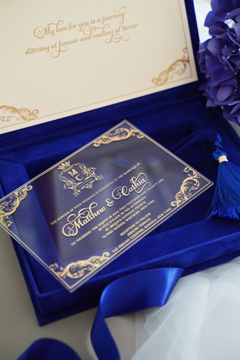 Wedding Invitation Box Royal Blue Acrylic Invitation in - Etsy