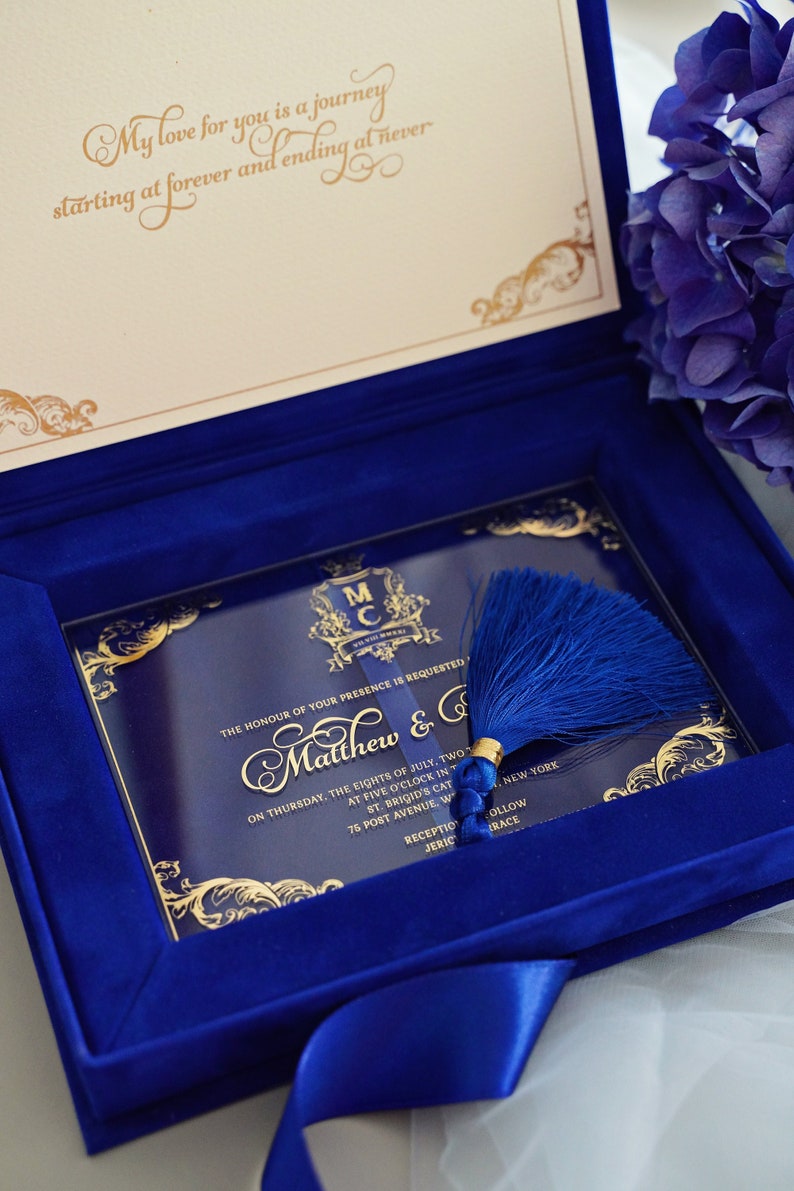 Wedding Invitation Box Royal Blue Acrylic Invitation in - Etsy