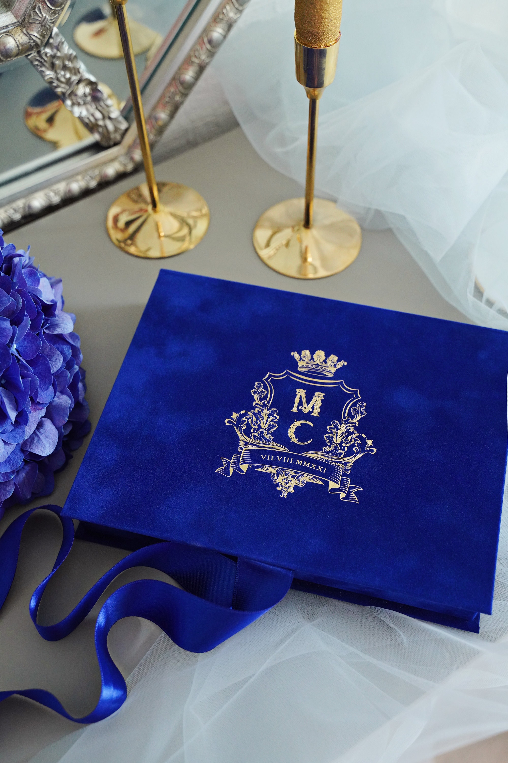 Wedding Invitation Box Royal Blue Acrylic Invitation in - Etsy