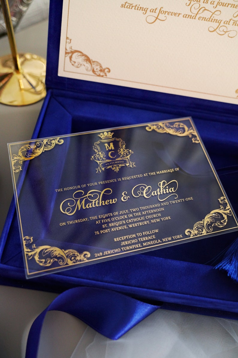Wedding Invitation Box Royal Blue Acrylic Invitation in - Etsy