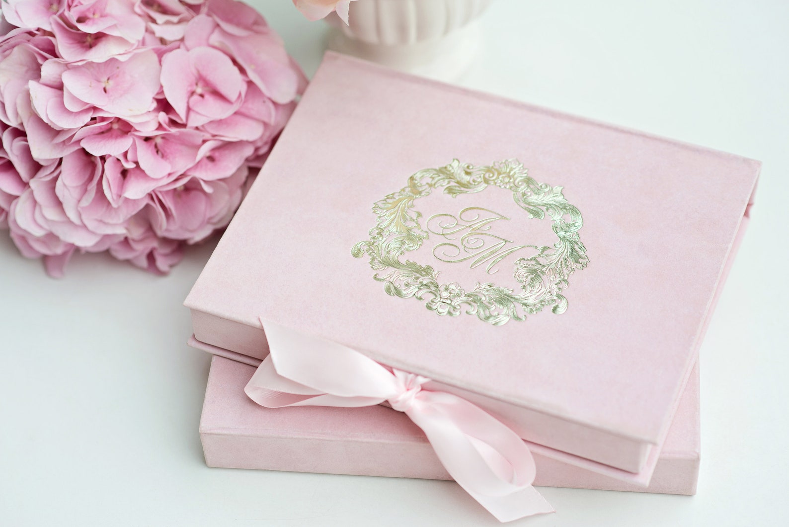 Wedding Invitation Box Powder Pink Velvet Acrylic | Etsy