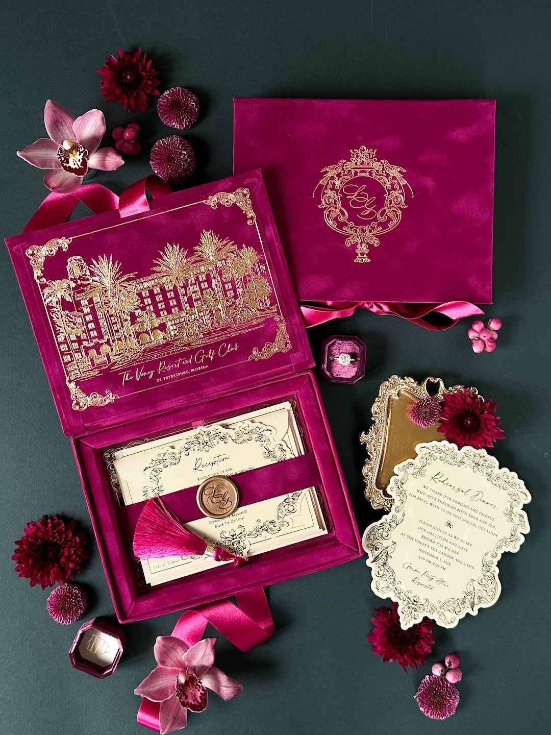 Luxury Invitation Box - Destination Wedding - Custom Venue Sketch ...