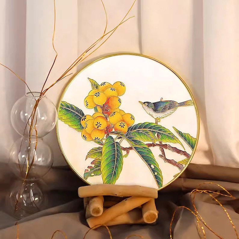 ERSENN Loquat and Bird Cloisonne Kit Including All Tools Diameter 25cm ...