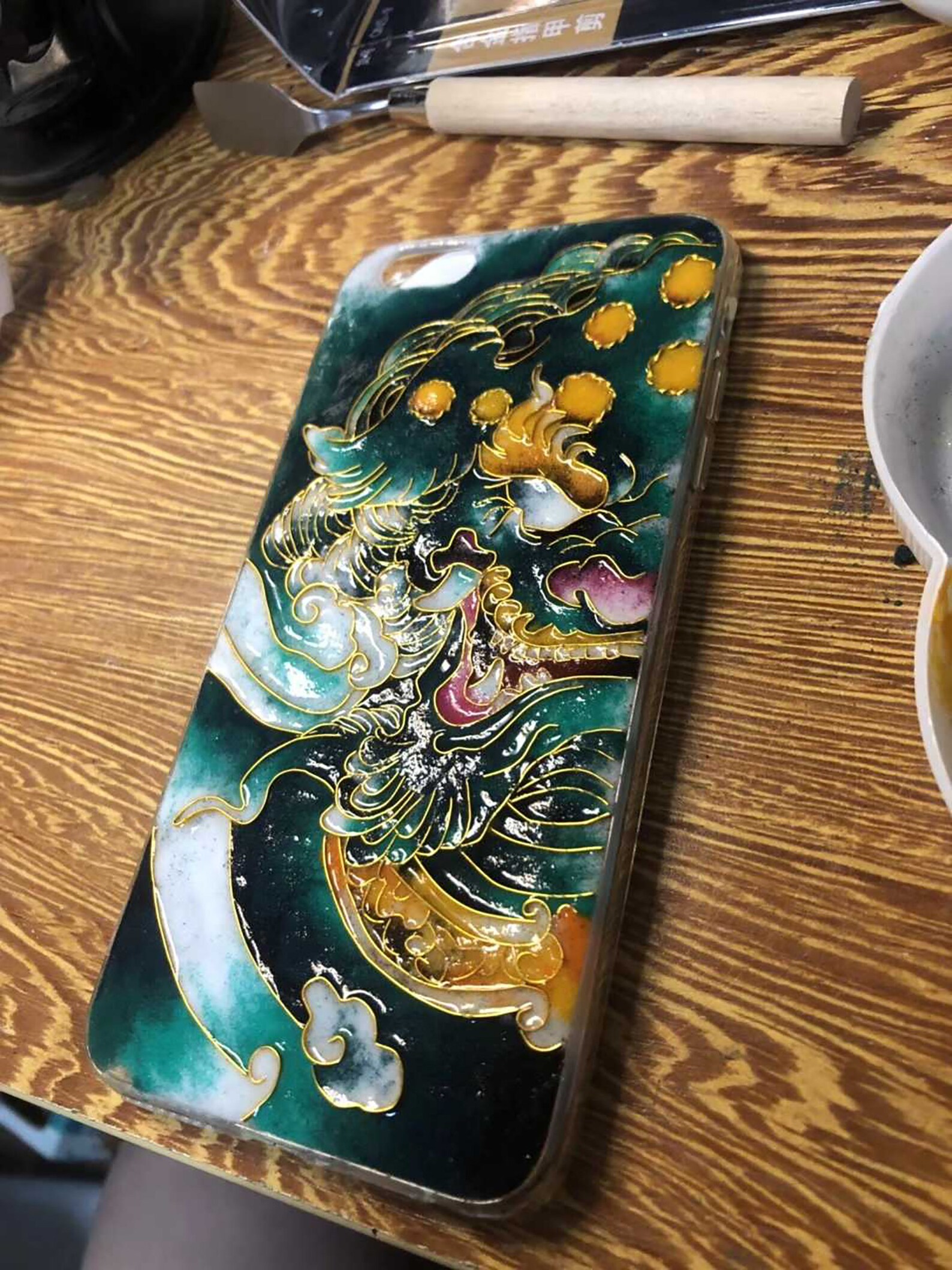 Tradition cloisonne lion phone case handmade cloisonne enamel | Etsy