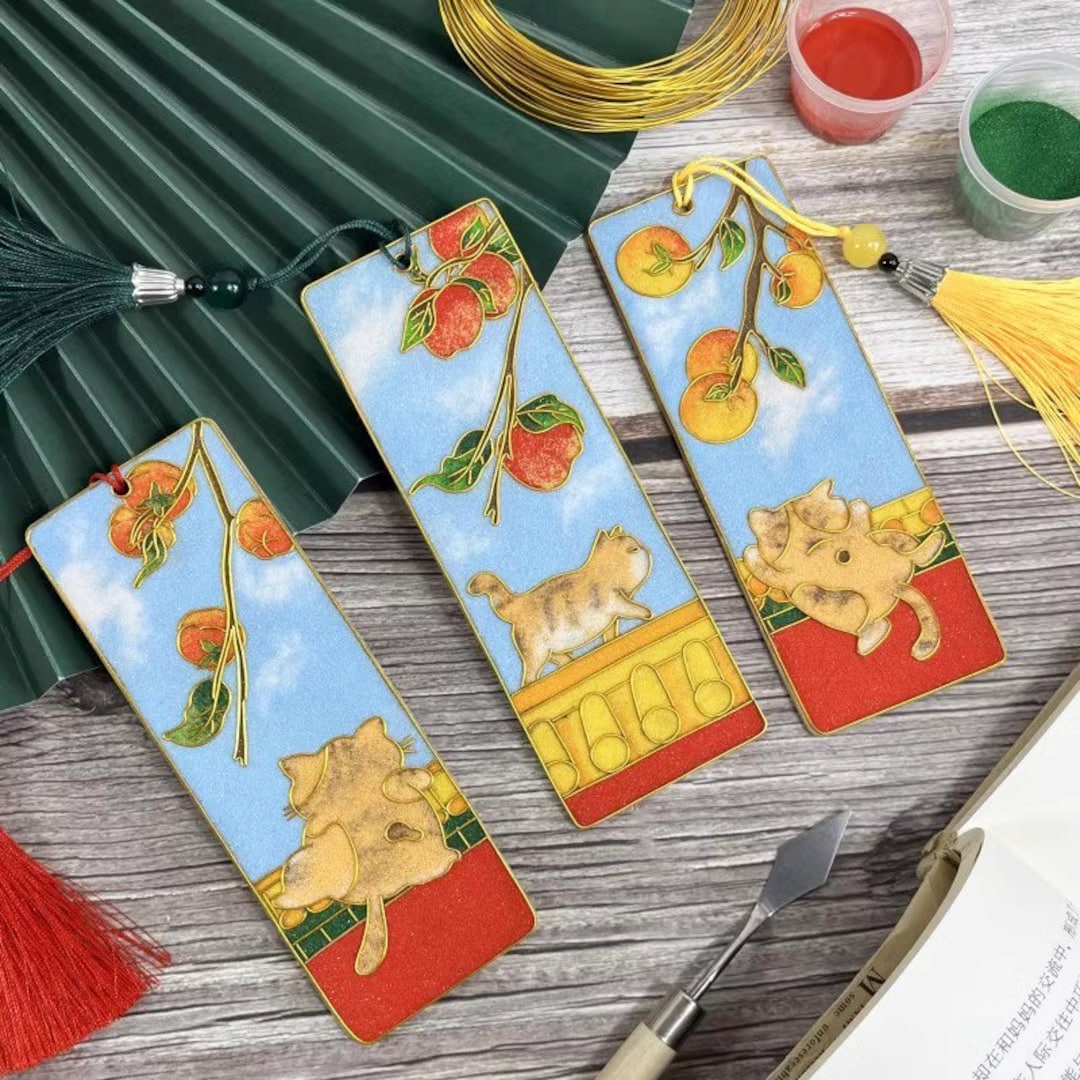Cloisonne DIY Kit, DIY Bookmarks 3PCS “kitten in the Forbidden City ...
