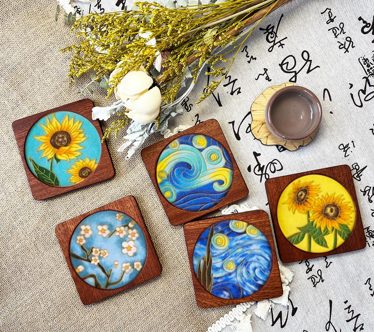 Van Gogh Starry Night Cloisonne Coaster DIY Kit, Enamel Art Crafts Kits ...