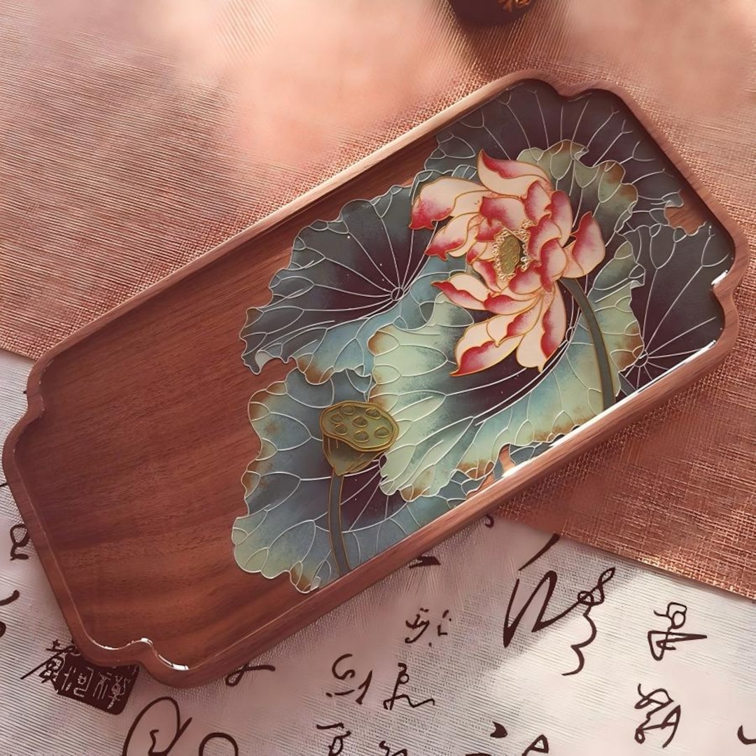 Cloisonne Tea Tray DIY Kit Lotus Tea Tray Adult DIY Craft Kit Adult ...