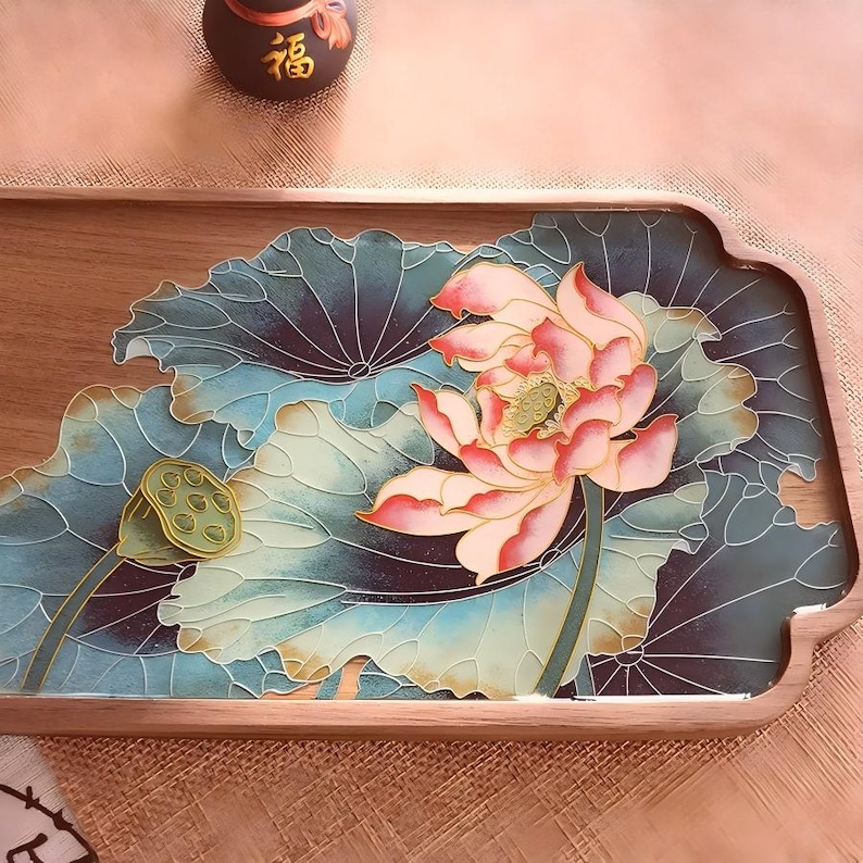 Cloisonne Tea Tray DIY Kit Lotus Tea Tray Adult DIY Craft Kit Adult ...