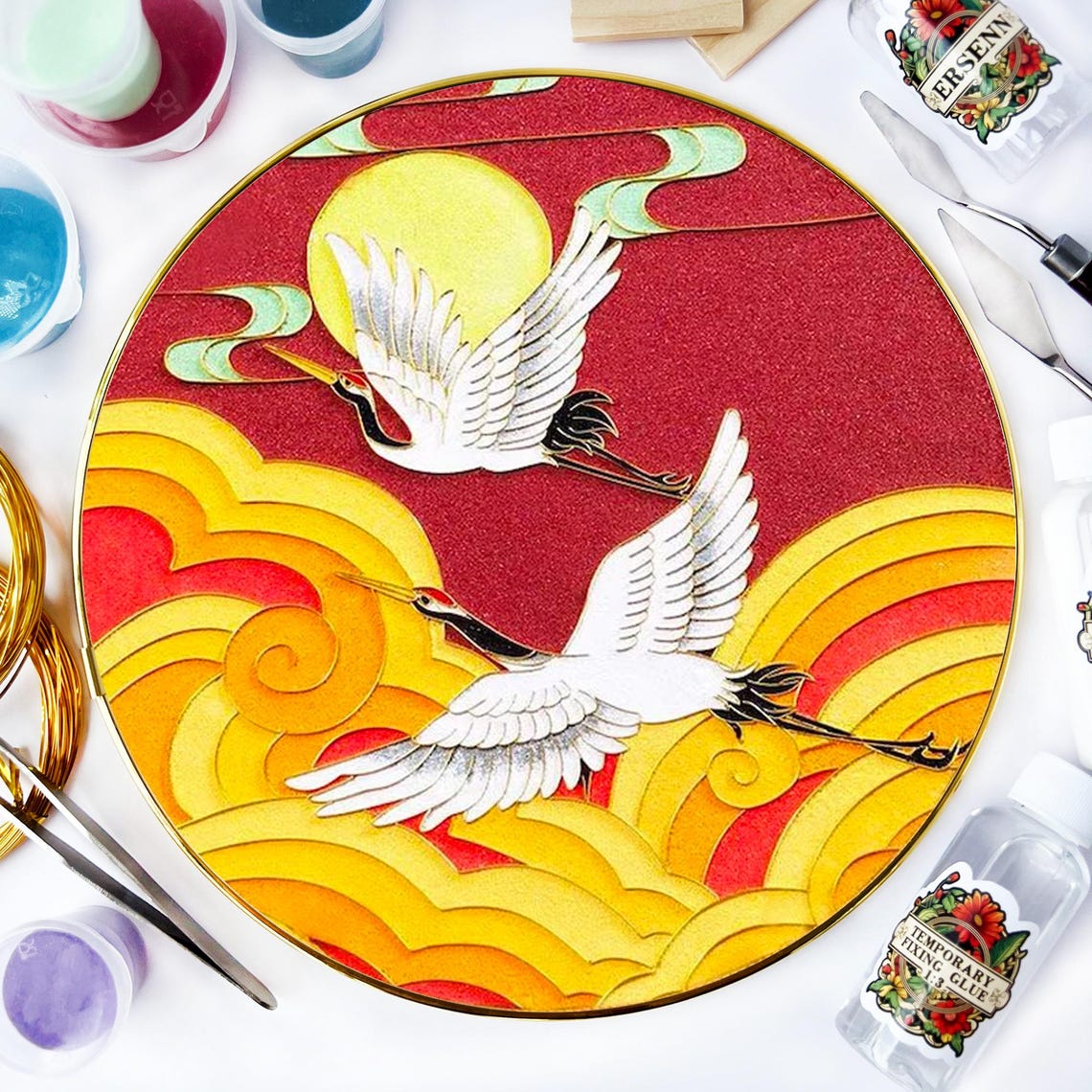 Cranes in the Sunrise Cloisonne DIY Kit Modern Arts and Crafts for ...