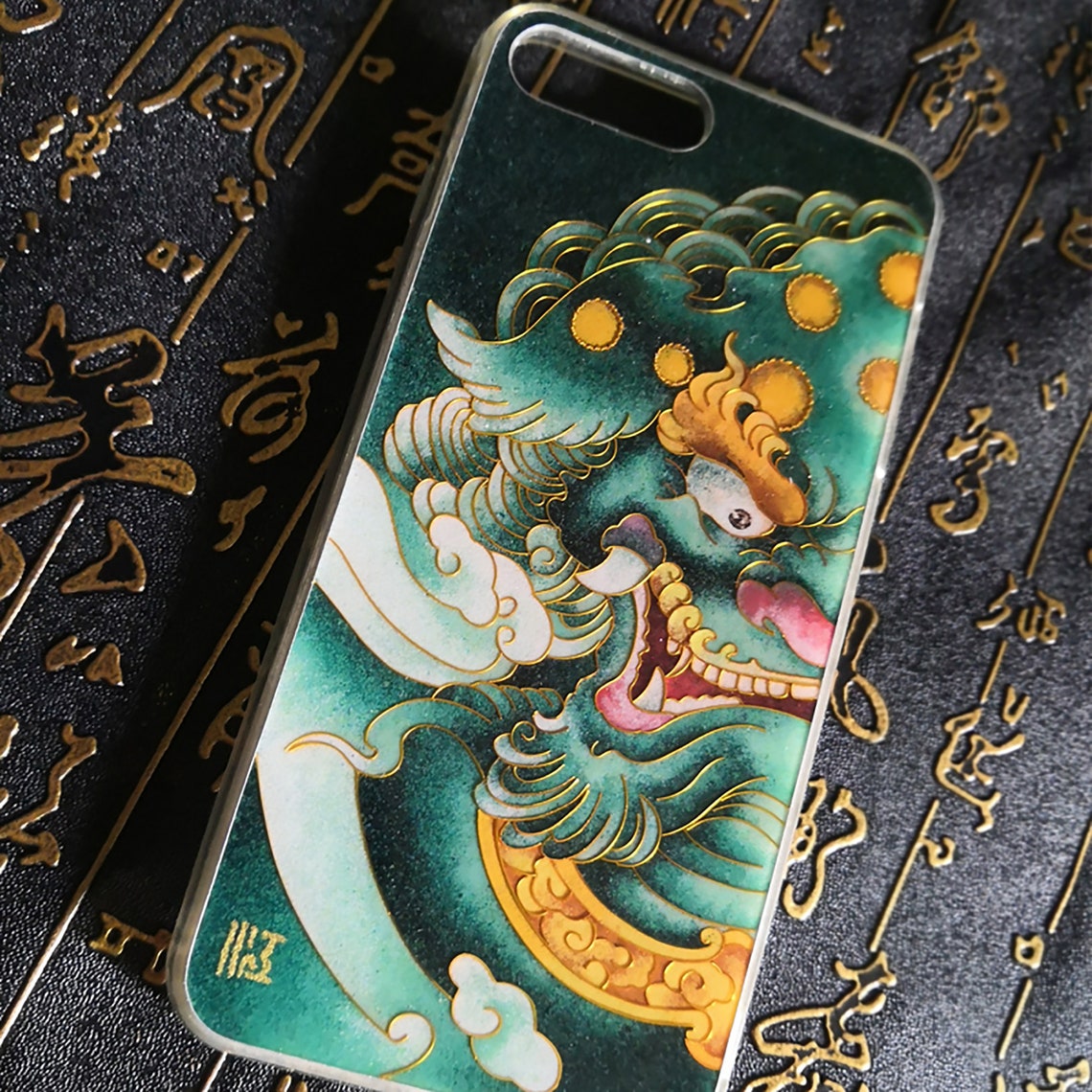 Tradition cloisonne lion phone case handmade cloisonne enamel | Etsy