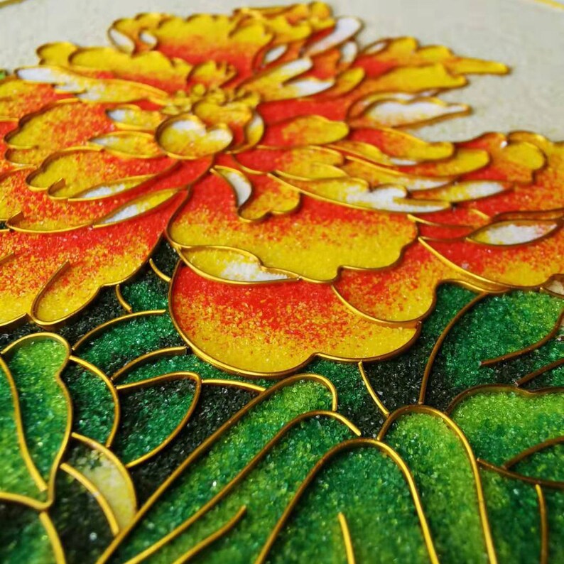 Tradition Enamel Cloisonne Desktop Decoration Handmade Peony Piggy Bank ...