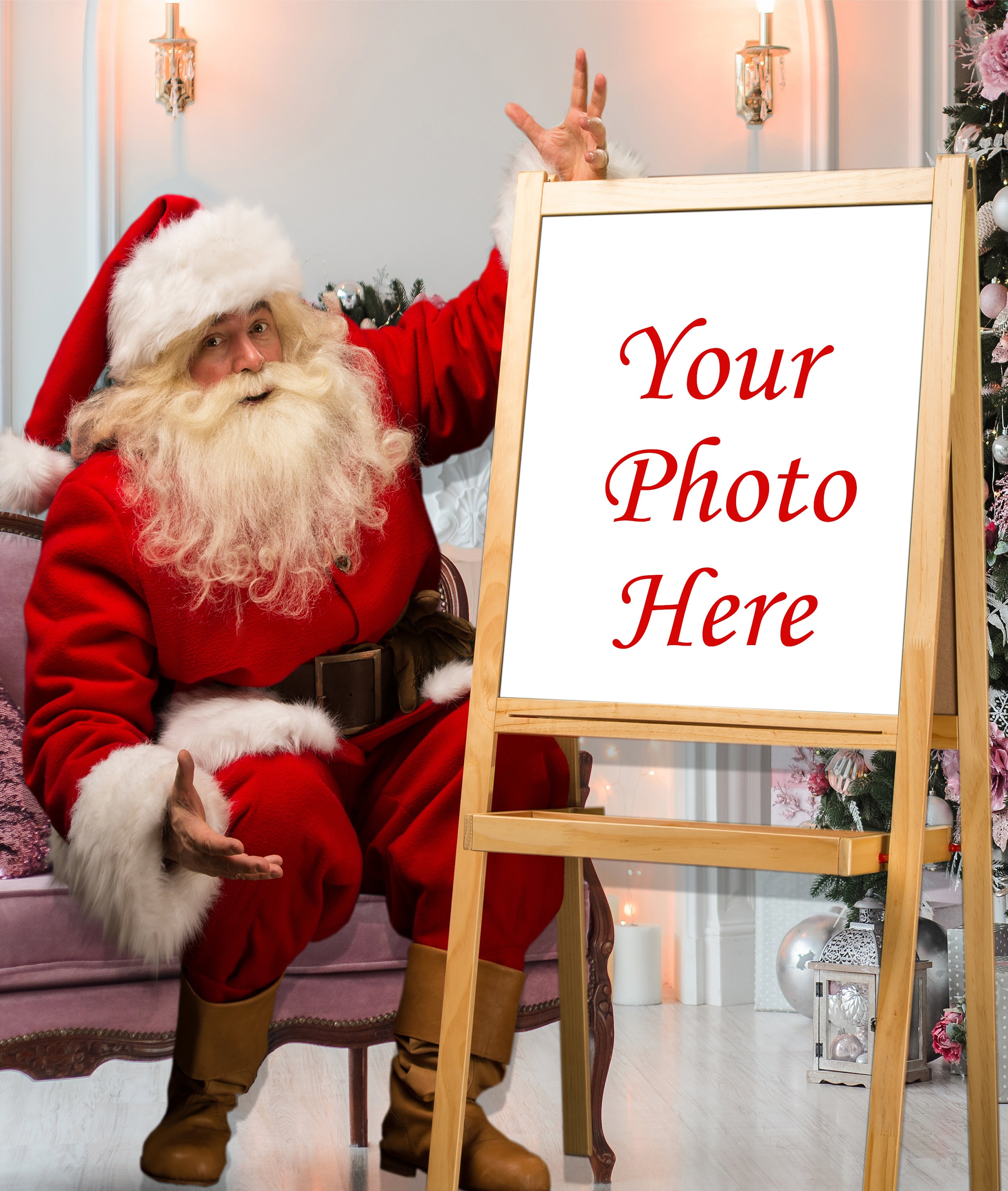 Santa Claus Frame Template Photoshop Santa Background Digital Sign ...