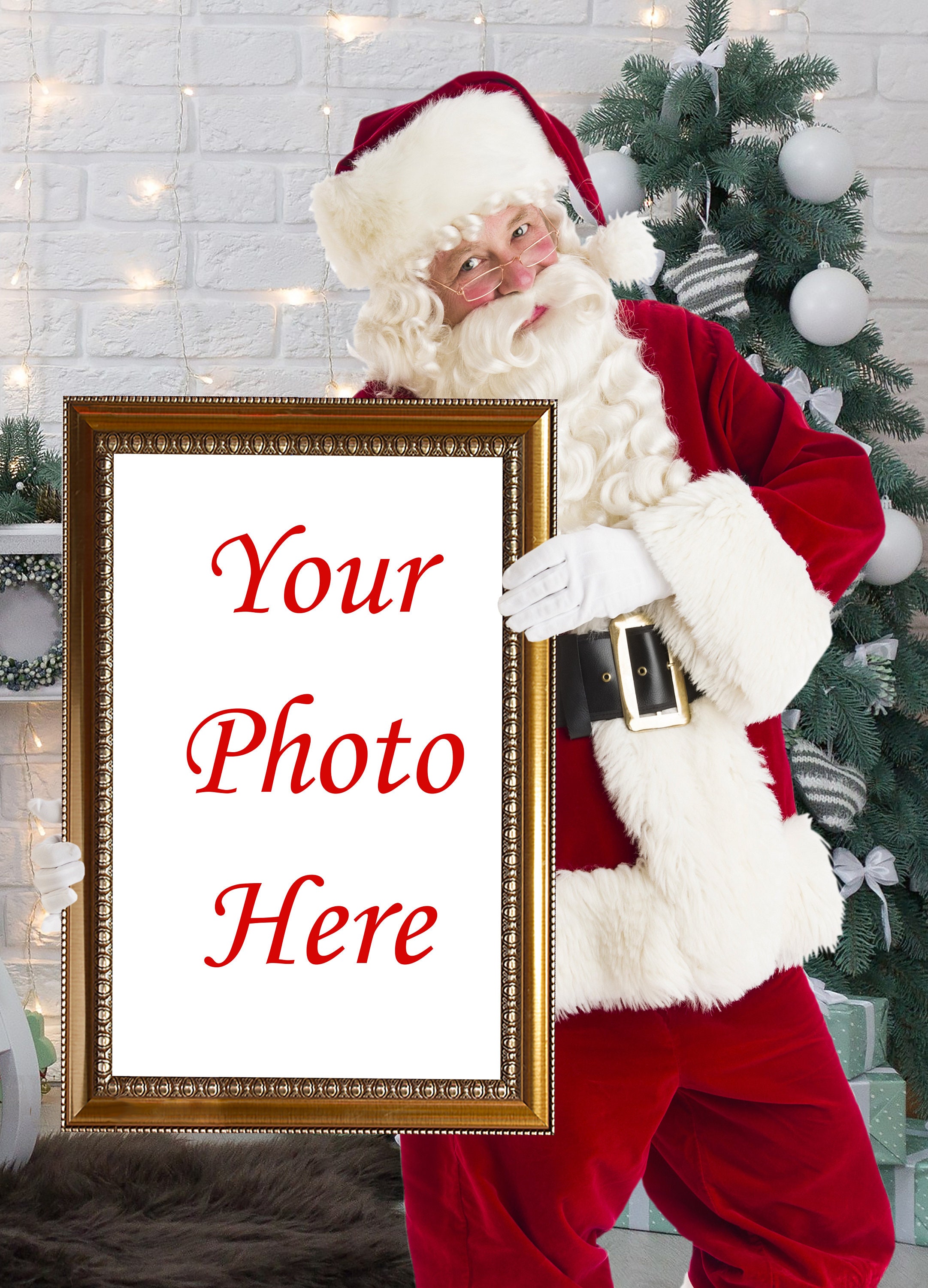 Frame Santa Digital Santa Claus Sign Holding Template Christmas ...