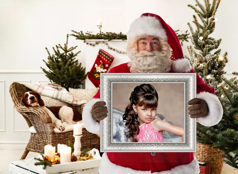 Santa Digital Sign Holding Frame Santa Digital Template Christmas ...