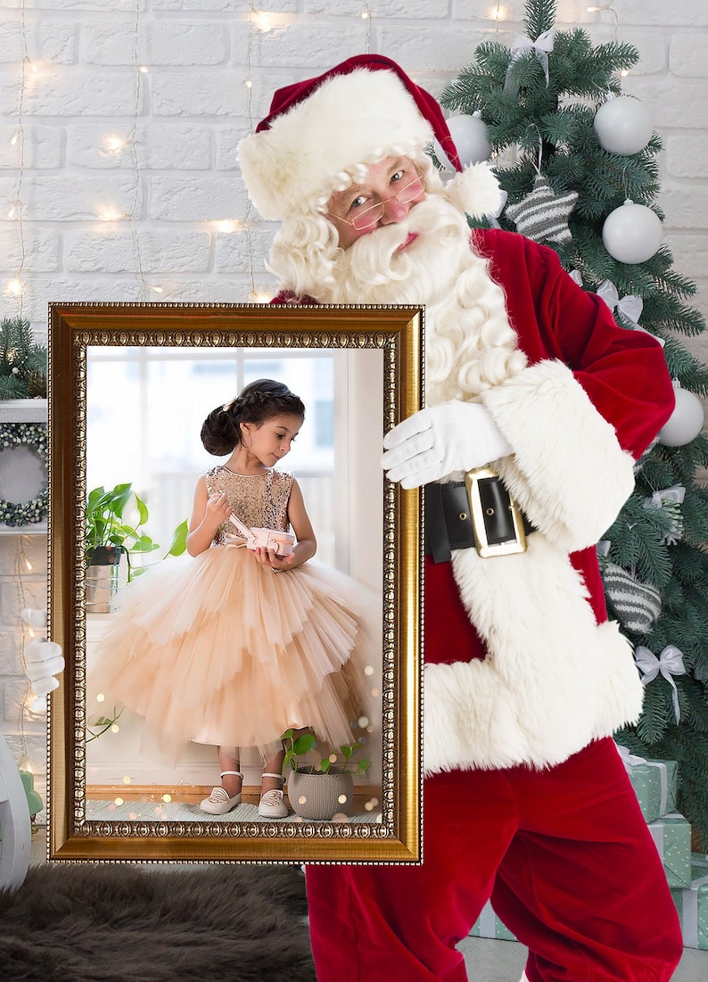 Round Frame for Your Photo With Santa Claus Frame Digital Christmas ...