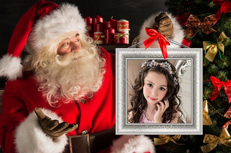 Santa Background Frame Composite Santa Overlay Frame Template Digital ...