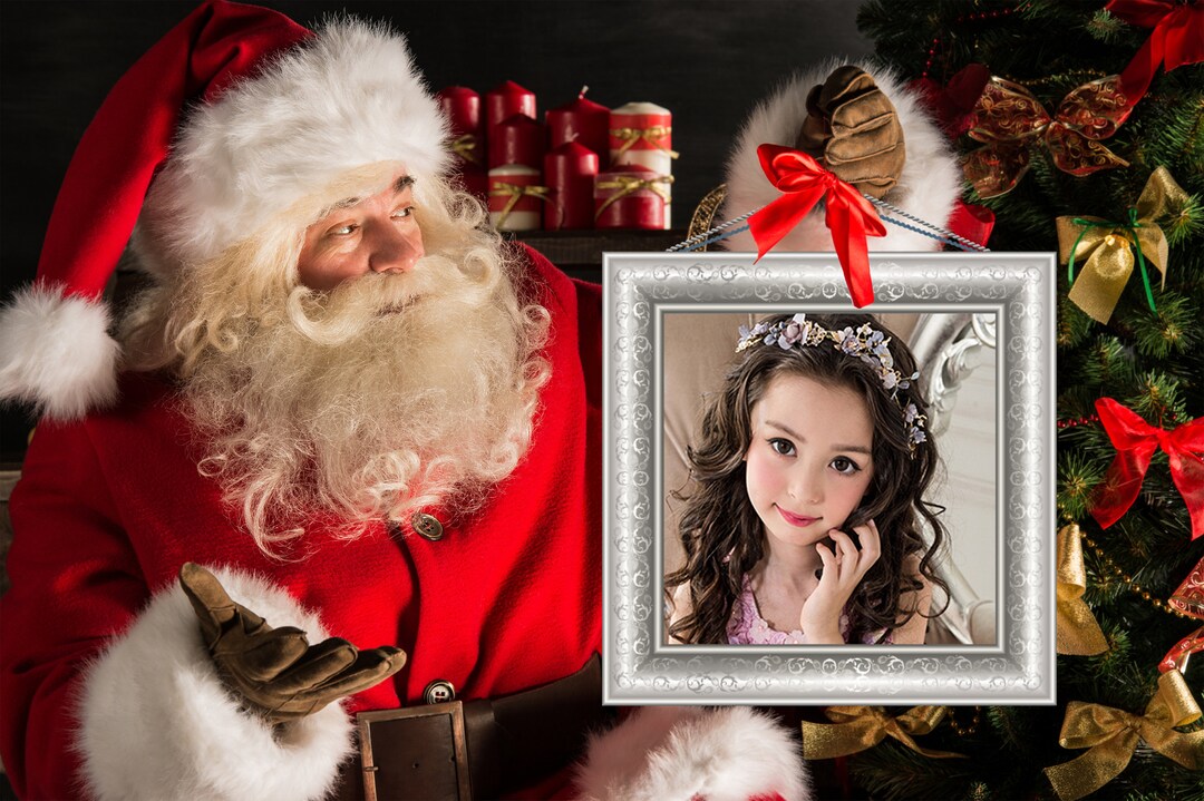 Christmas Digital Photoshop Santa Holding Frame Digital Template ...