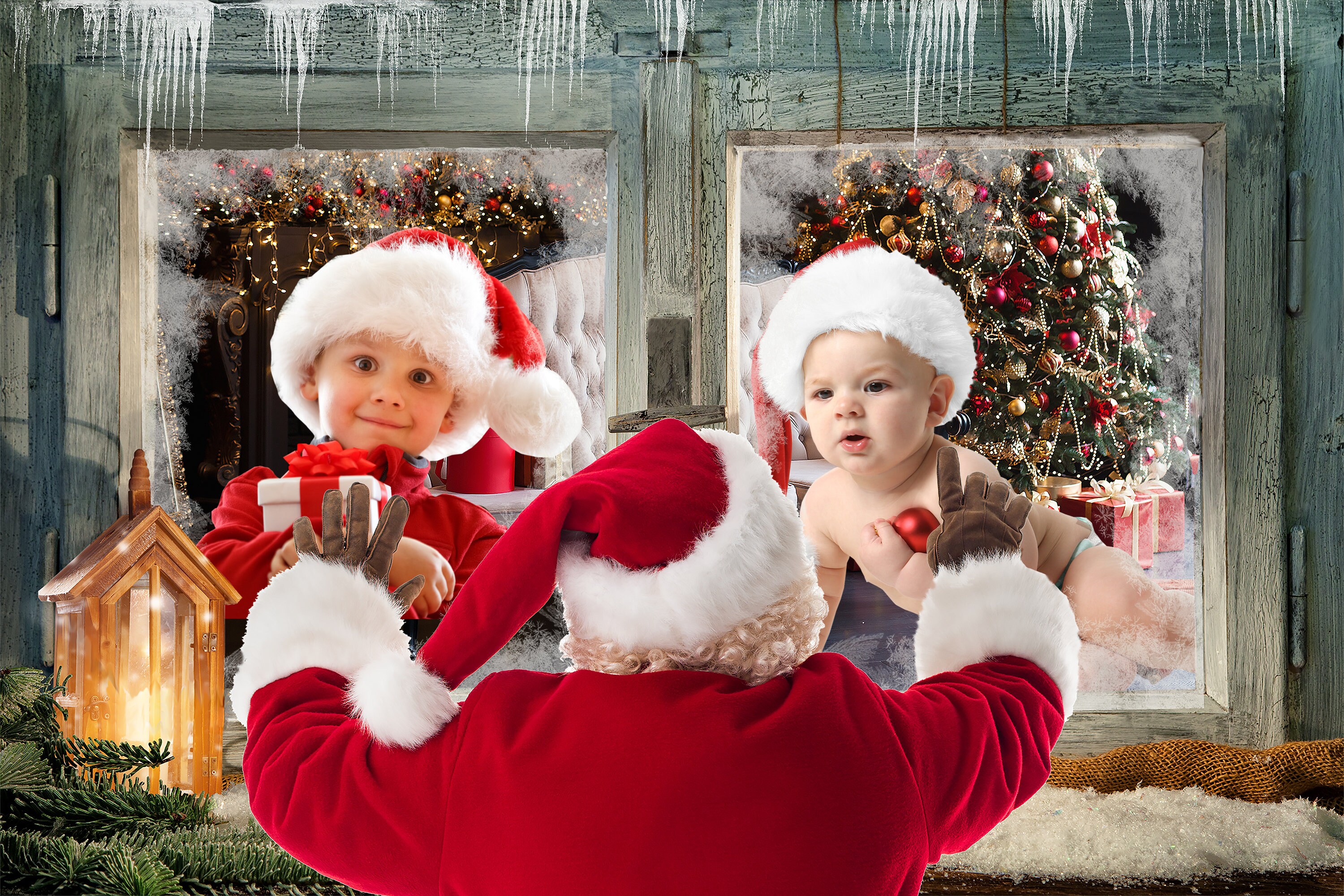 Santa Overlay Frame Santa Holding Frame Digital Template Christmas ...