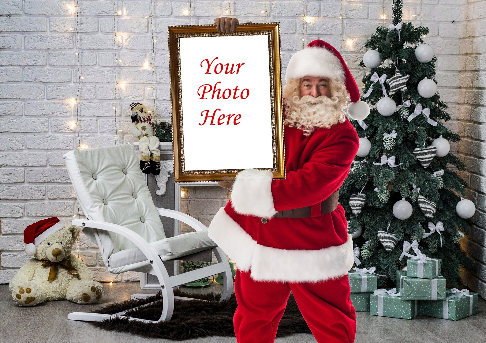 Santa Digital Sign Holding Frame Santa Digital Template Christmas ...