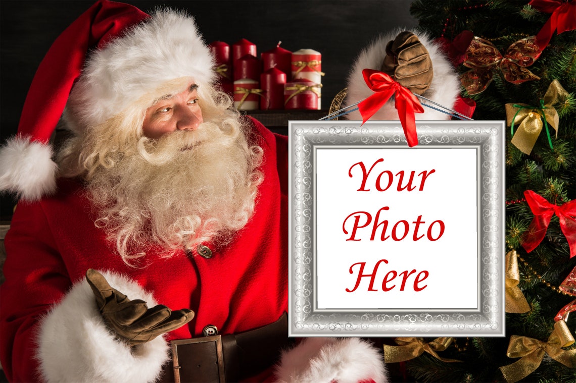 Christmas Digital Photoshop Santa Holding Frame Digital Template ...