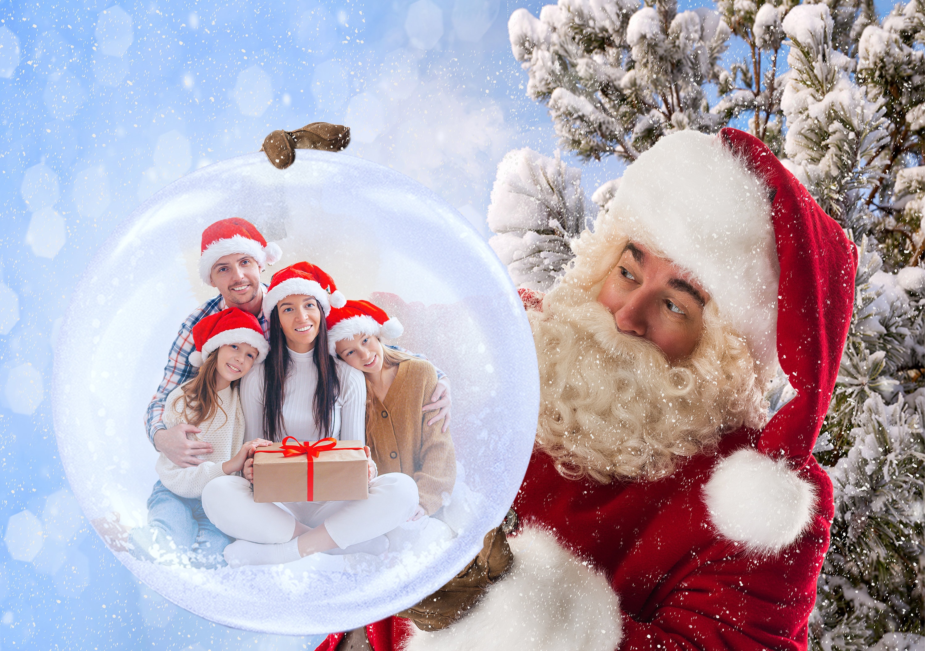 Round Frame for Your Photo With Santa Claus Frame Digital Christmas ...