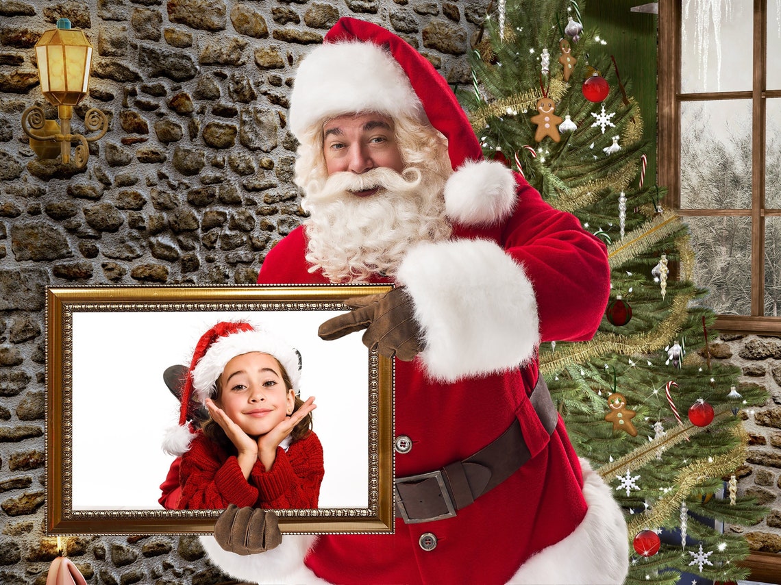Santa Claus Frame Template Photoshop Santa Background Digital Sign ...