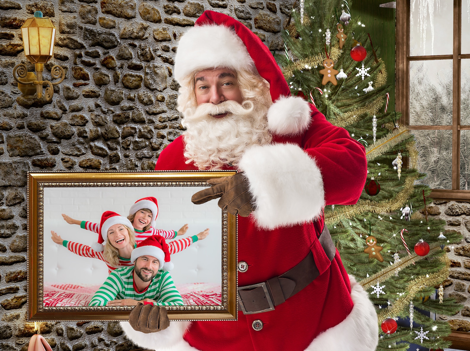 Round Frame for Your Photo With Santa Claus Frame Digital Christmas ...