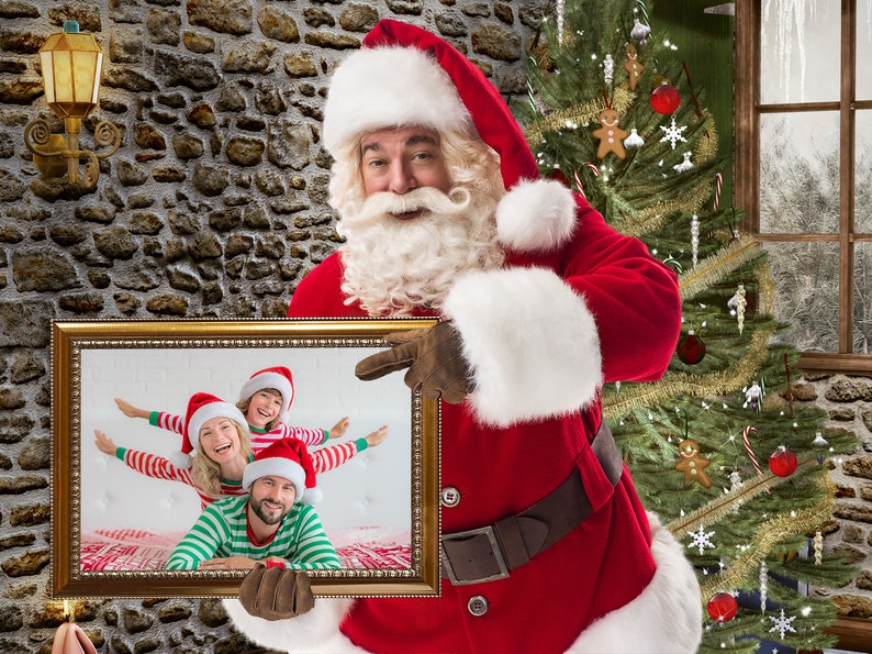 Round Frame for Your Photo With Santa Claus Frame Digital Christmas ...