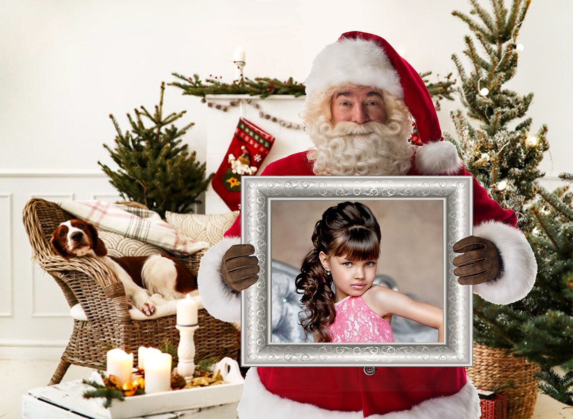 Santa Holding Frame Digital Template Christmas Digital - Etsy