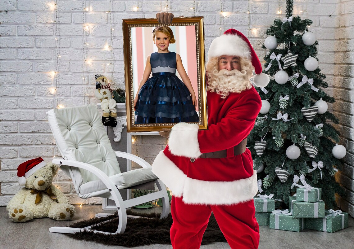 Santa Holding Frame Digital Template Christmas Digital Photoshop Santa ...